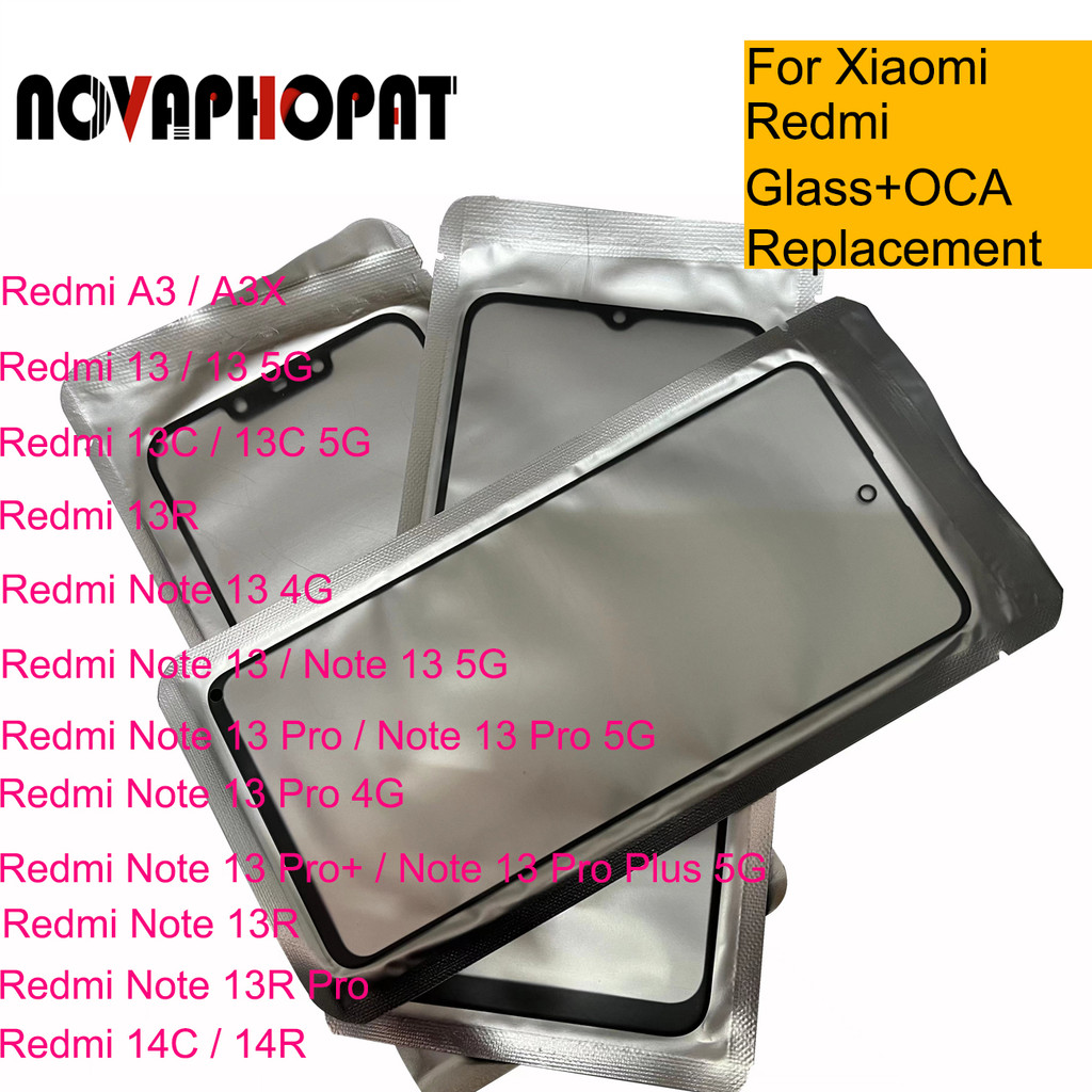 สําหรับ Xiaomi Redmi หมายเหตุ 13 Pro 4G 13 13R 13C 5G 14C 14R หน้าจอสัมผัสแผงด้านหน้าเลนส์ด้าน ...