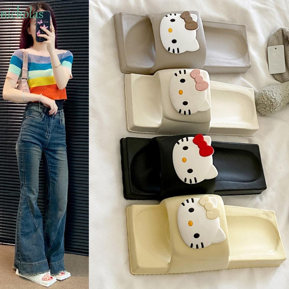 NICKOLAS Kitty Cat รองเท้าแตะ,ลื่นการ์ตูน KT Cat หมอนสไลด์, Casual Soft ...