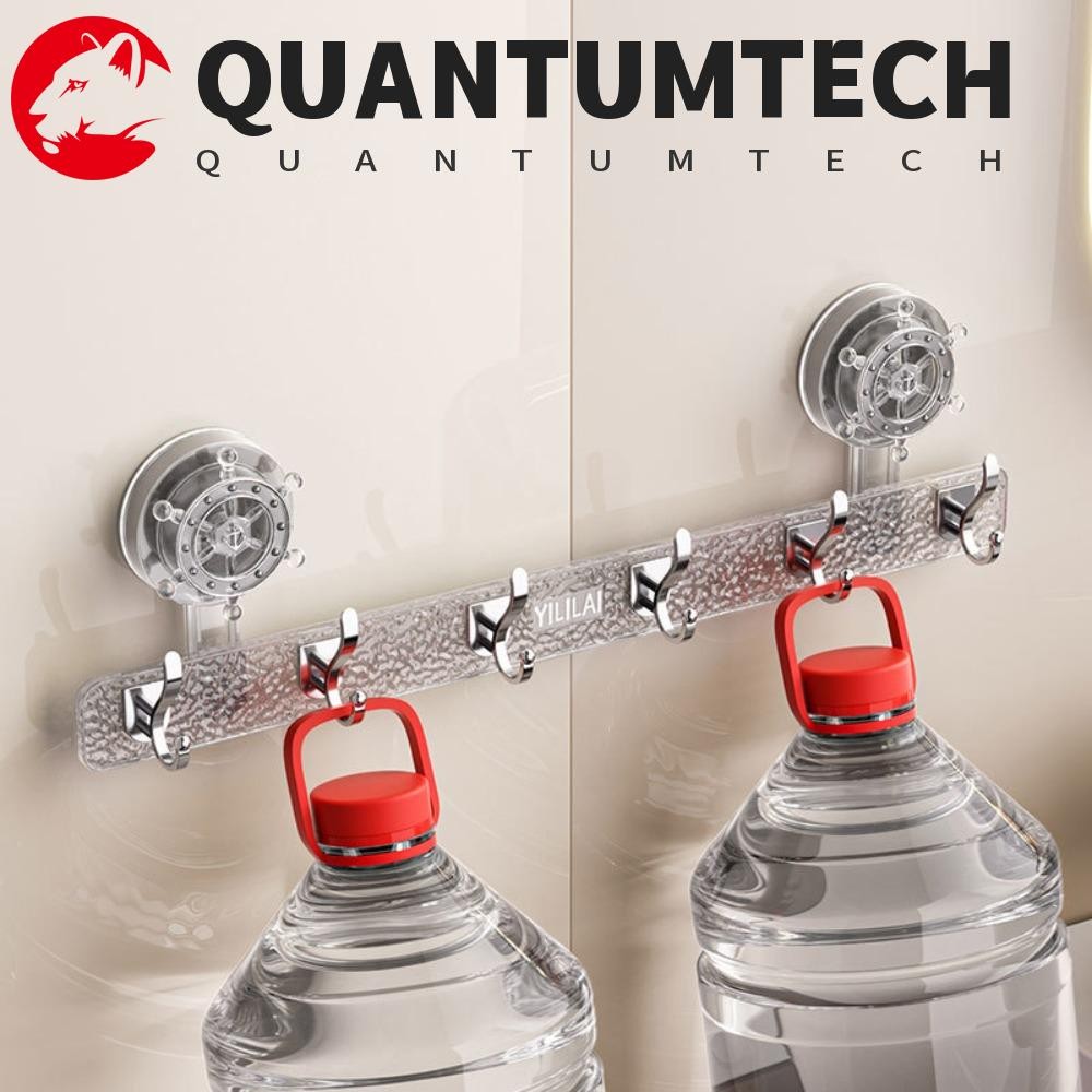 QUANTUMTECH Robe ไม้แขวนเสื้อ, 6 ตะขอพลาสติกหมุนถ้วยดูด Rudder Hook, ทนทาน Punch-ฟรีติดผนัง ...