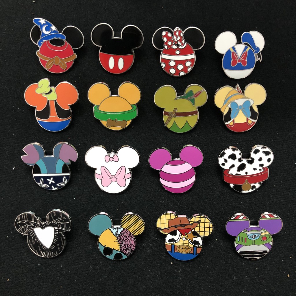 Disney Badge disney pin Mickey Head Series Mickey Minnie Stitch ...