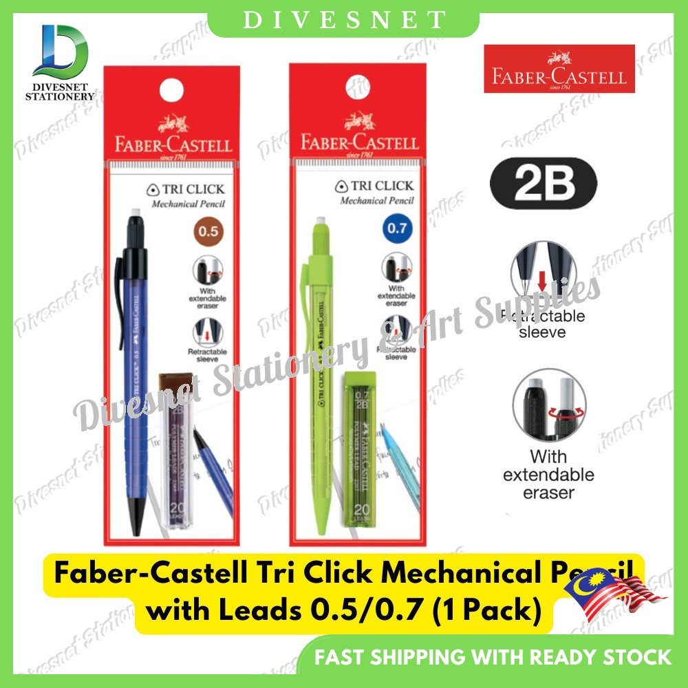 Faber-castell Tri Click ดินสอกดพร้อมตะกั่ว 0.5 มม./0.7 มม.Divesnet ...