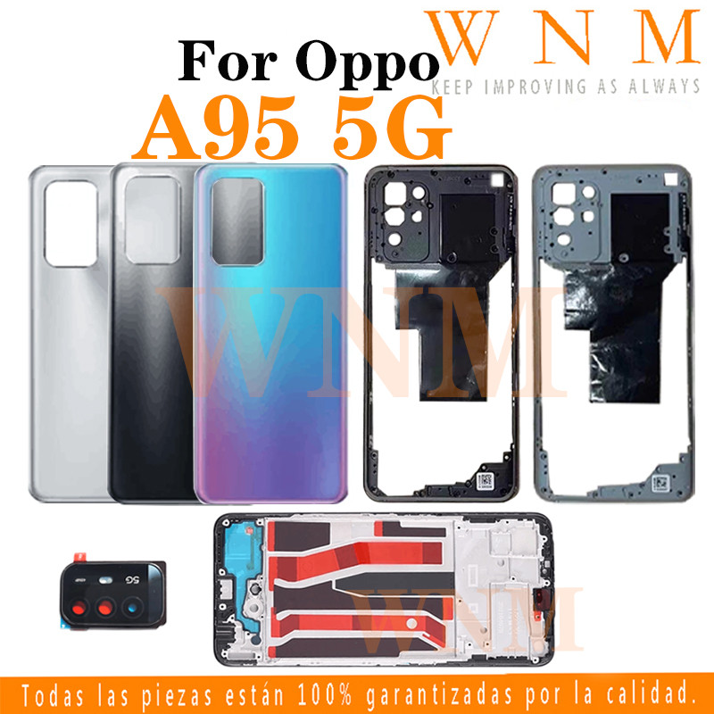 สําหรับ OPPO A95 5G PELM00 LCD กรอบด้านหน้า Bezel ฝาหลังแบตเตอรี่ ...