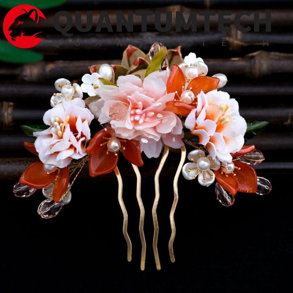 QUANTUMTECH ไม้ผมโบราณ, พู่มุก Tang Dynasty Hairpin, Retro สไตล์จีนส้อมผมดอกไม้ดอกไม้หวีผมเด็ก ...