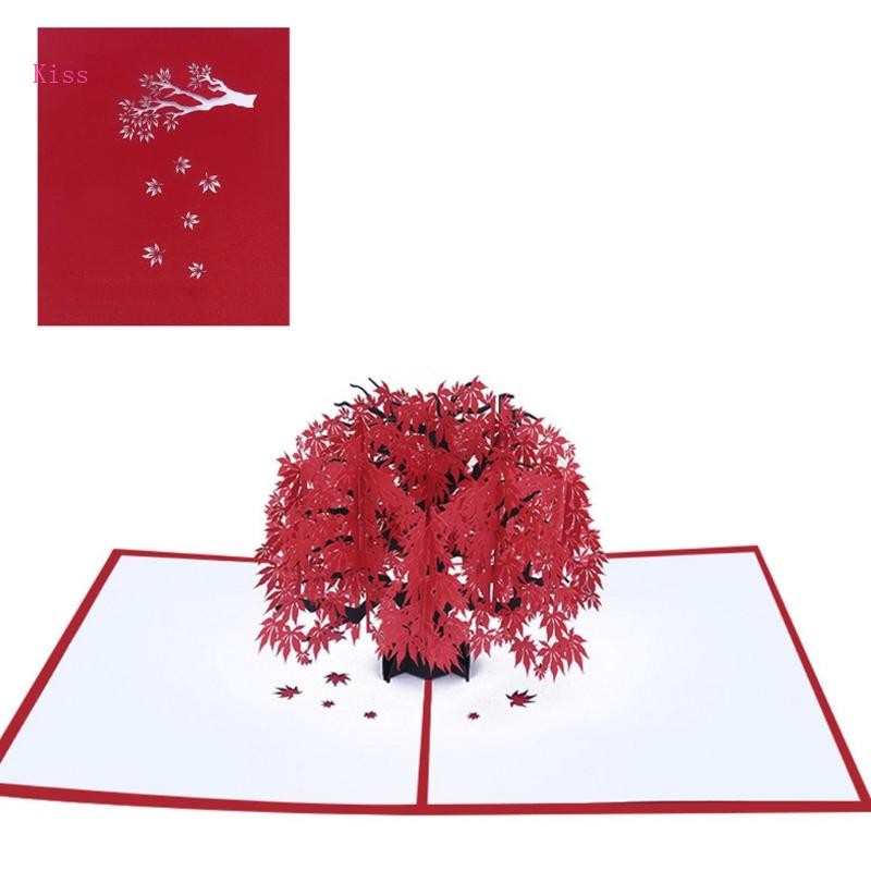 Kiss 3D สําหรับ Pop Up การ์ดอวยพร Maple Leaf Handmade วันเกิดเชิญงาน ...