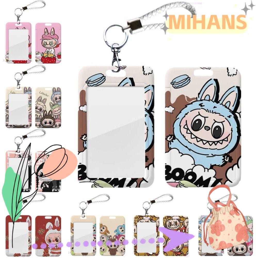Mih Labubu Card Sleeve, PVC มาพร้อมชุดการ์ด Lanyard Labubu, ภาพการ์ตูน ...