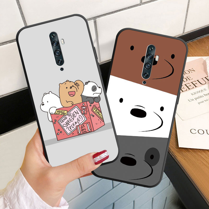 ปลอกสําหรับ OPPO Reno 2 F 2F 3 4 Pro 4F 5F 5z 10X ซูม Soft Silicoen เคสโทรศัพท์สาม Naked Bears ...