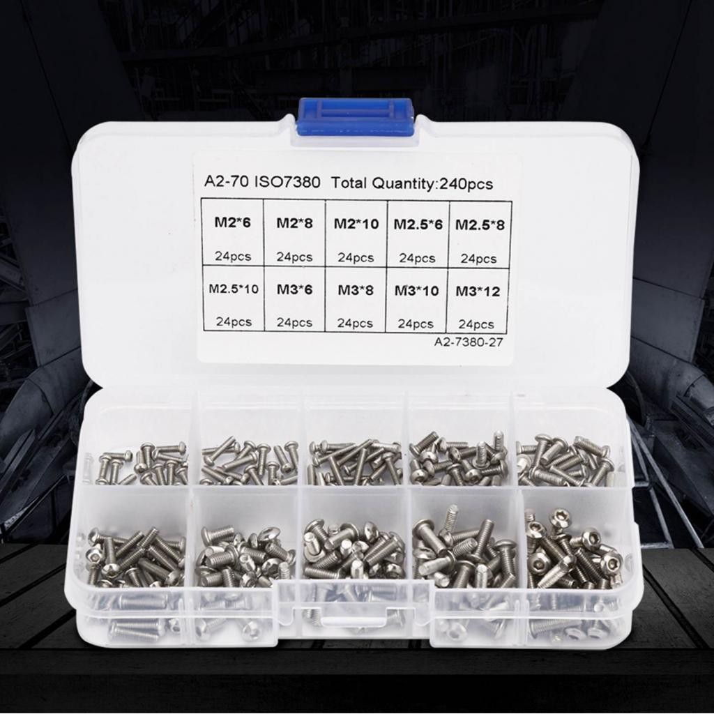 240 ชิ้น M2x6/M2x8/M2x10/M3x6/M3x8/M3x10/M3x12/M2.5x6/M2.5x8/M2.5x10 ...