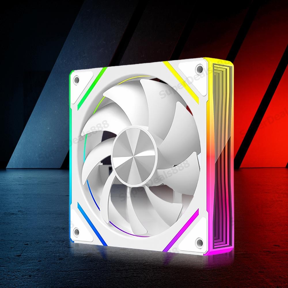 พัดลม RGB PC 120 มม.เสียงรบกวนต่ํา Daisy Chain Case Fan PC Case Fan 4 ...