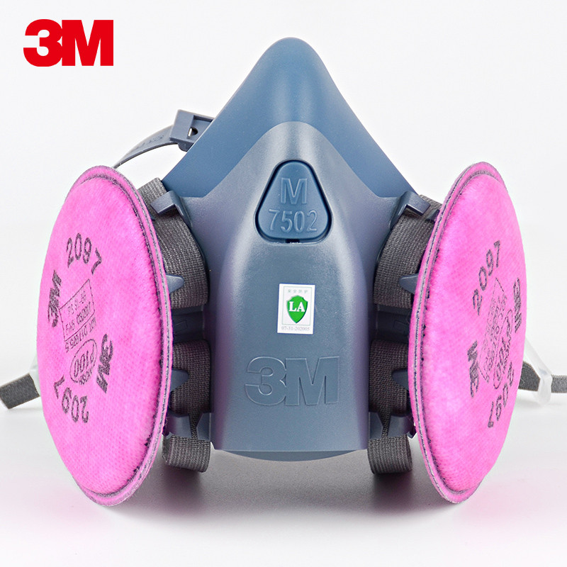 3M 7502 พร้อมแผ่นกรองคาร์บอนที่เปิดใช้งาน 2097 แผ่นกรองผ้าฝ้าย P100 ประสิทธิภาพสูง กลิ่นไอระเหย ...