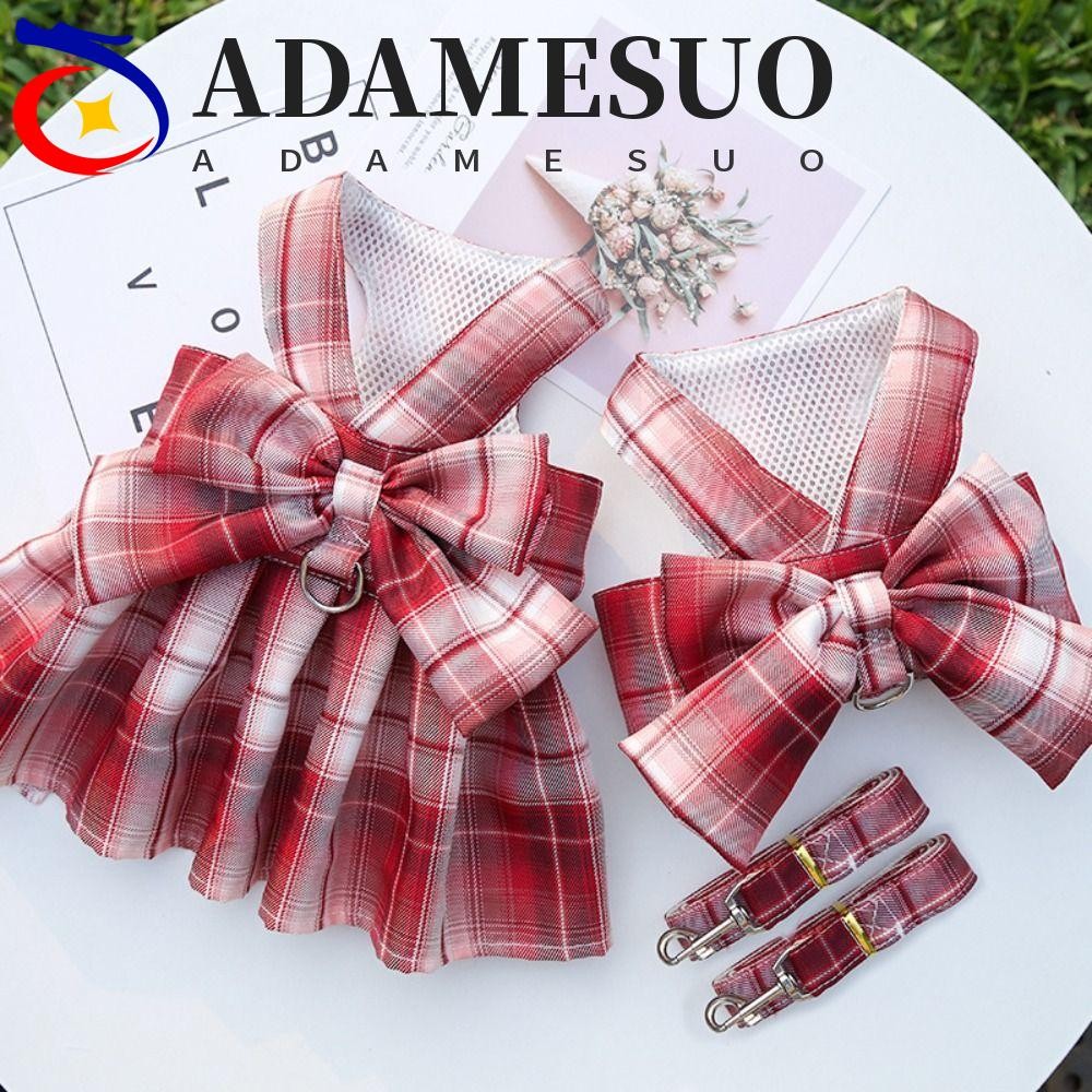 Adamesuo สุนัขลายสก๊อต JK ชุด,สายจูง Traction Thin Dog Bow กระโปรง,ลูกสุนัขเสื้อผ้าชุดสบาย ...