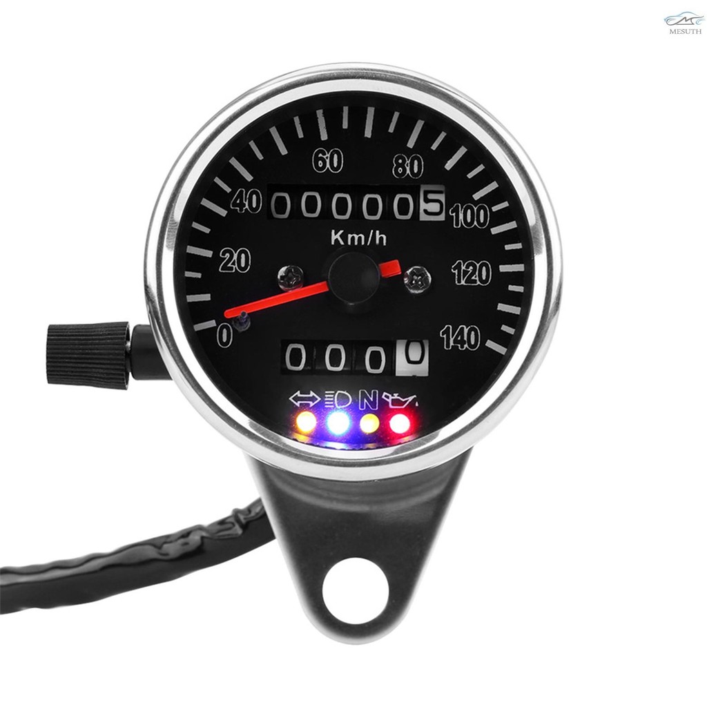 Cafe Racer Custom Motorcycle Mechanical Speedometer พร้อมตัวบ่งชี้ LED เครื่องวัดระยะทาง 140 กม. ...