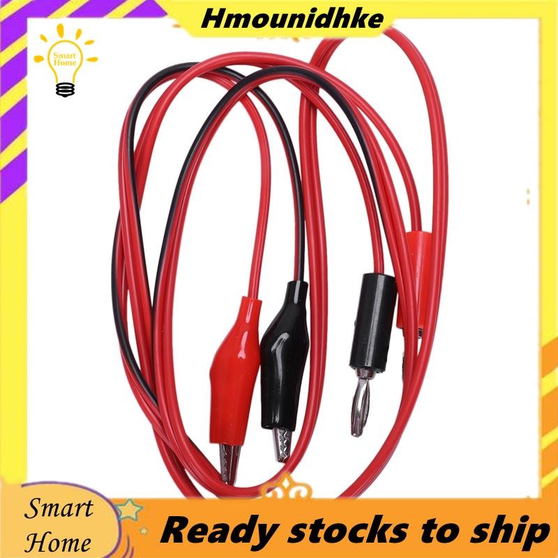 [Hmou]Dual Crocodile Clips Banana Plug Male to 2 ตะกั่วทดสอบ สายสีดํา ...