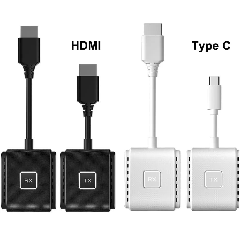 50m Type C เครื่องส่งสัญญาณวิดีโอ HDMI ไร้สายและตัวรับสัญญาณ Extender ...
