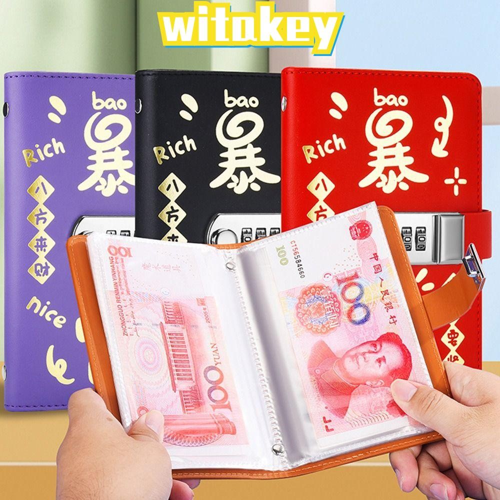 Witakey 100 ซองประหยัดเงิน Challenge รวยค้างคืนประหยัดเงิน Mini Binder Saving Challenge, PU ความ ...