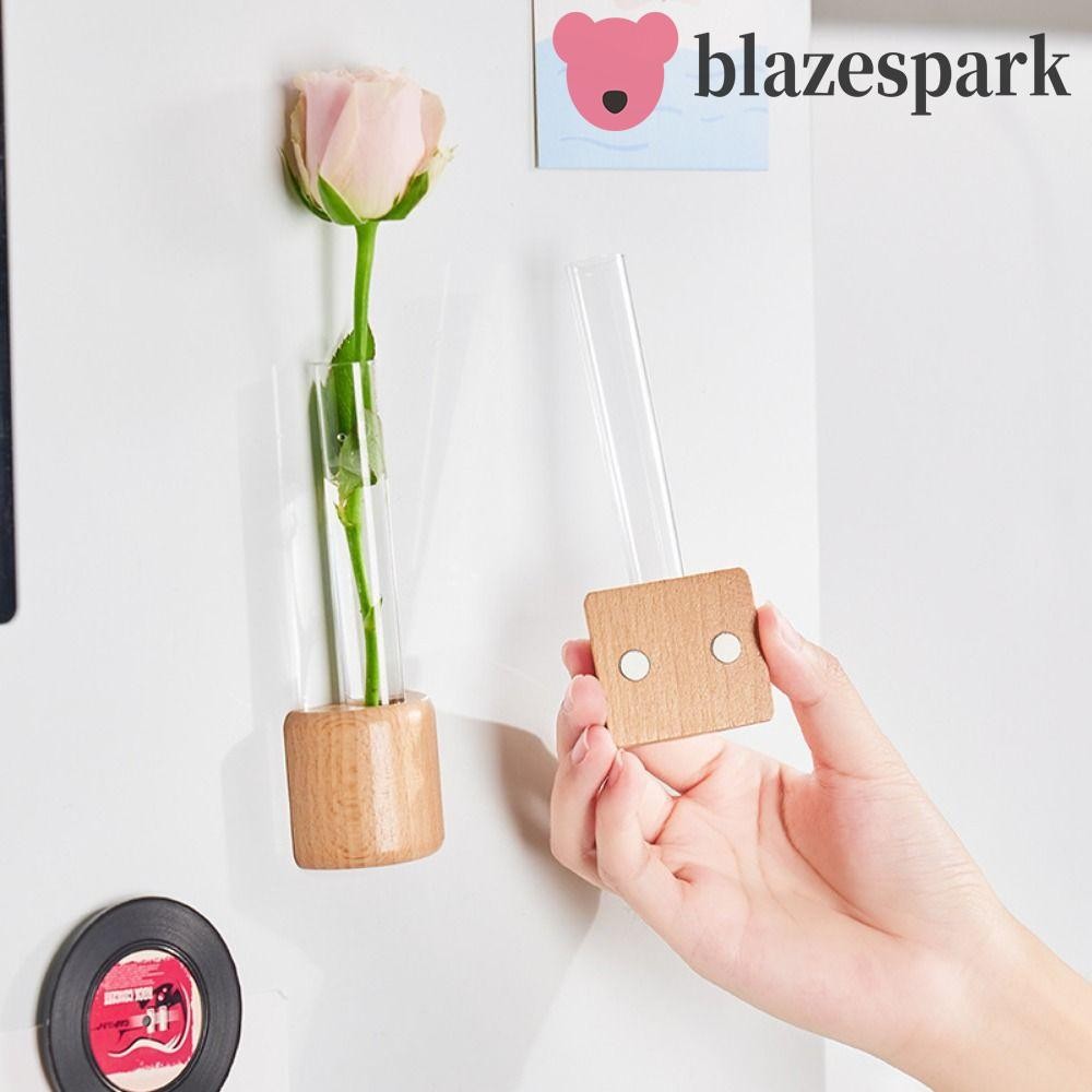 Blazespark 2 ชิ้นแจกันแม่เหล็ก Hydroponic, ไม้เนื้อแข็งทนทานตู้เย็นแม่เหล็กแจกัน, Creative ...