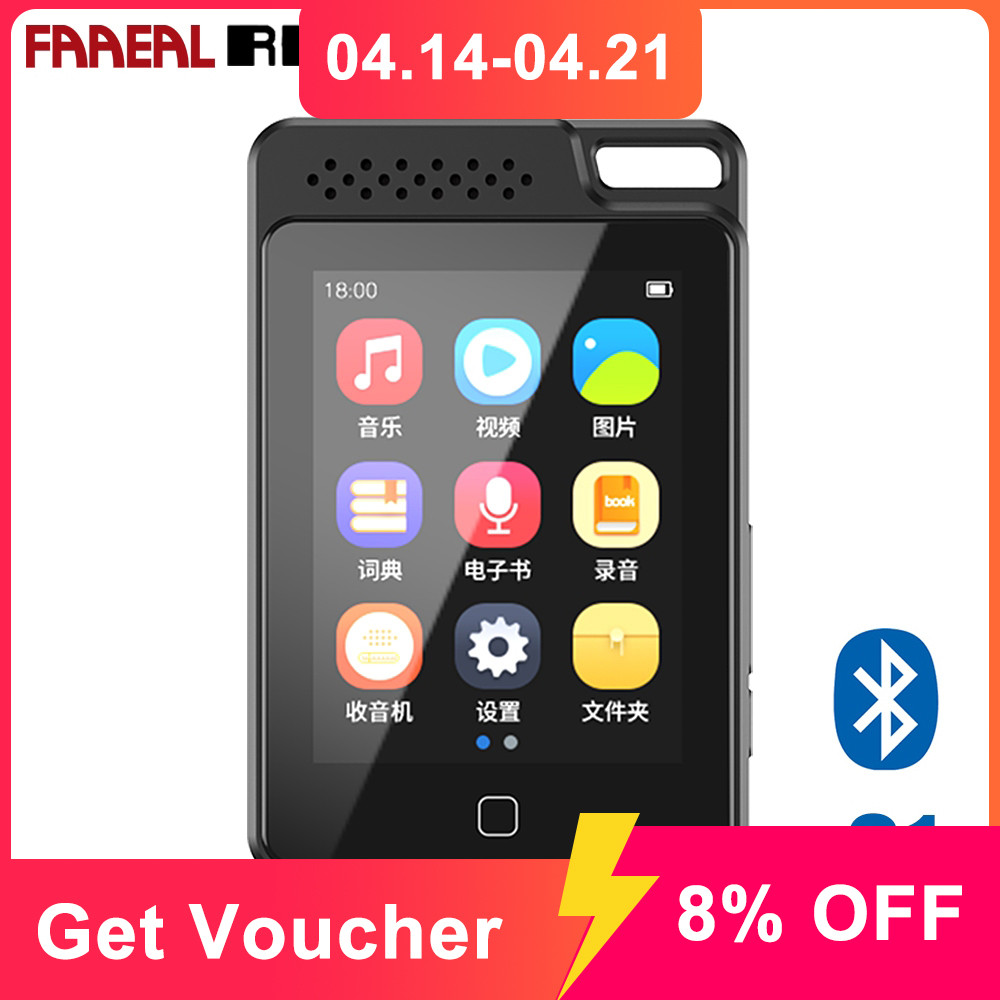 Faaeal RUIZU C1 เครื่องเล่น MP3 32G 64G บลูทูธ 5.0 รองรับการ์ด SD เครื่องเล่นเพลง MP4 ลําโพง ...