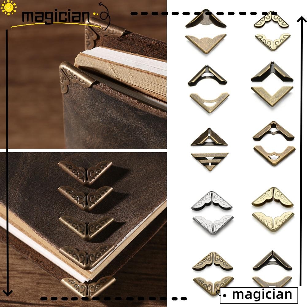 Mag 4 ชิ้นโลหะมุมหนังสือหัตถกรรมตกแต่ง Retro สมุดภาพอุปกรณ์เสริม ...
