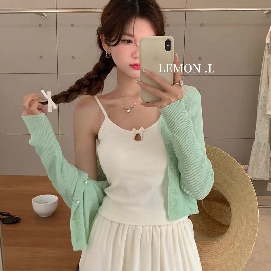 สาวหวานและเผ็ดร้อน เสื้อกั๊กโบว์แบบใหม่ สไตล์ใหม่ หลากหลาย เรียบง่าย ...