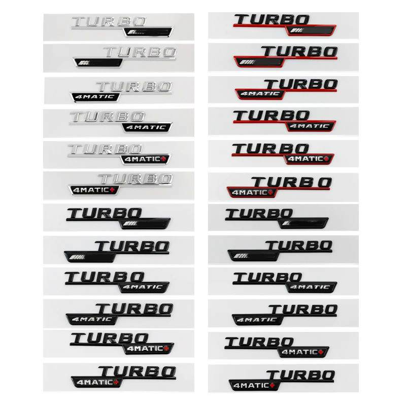 3d ABS Black Turbo AMG Logo Turbo 4matic Emblem Car Fender Badge For ...