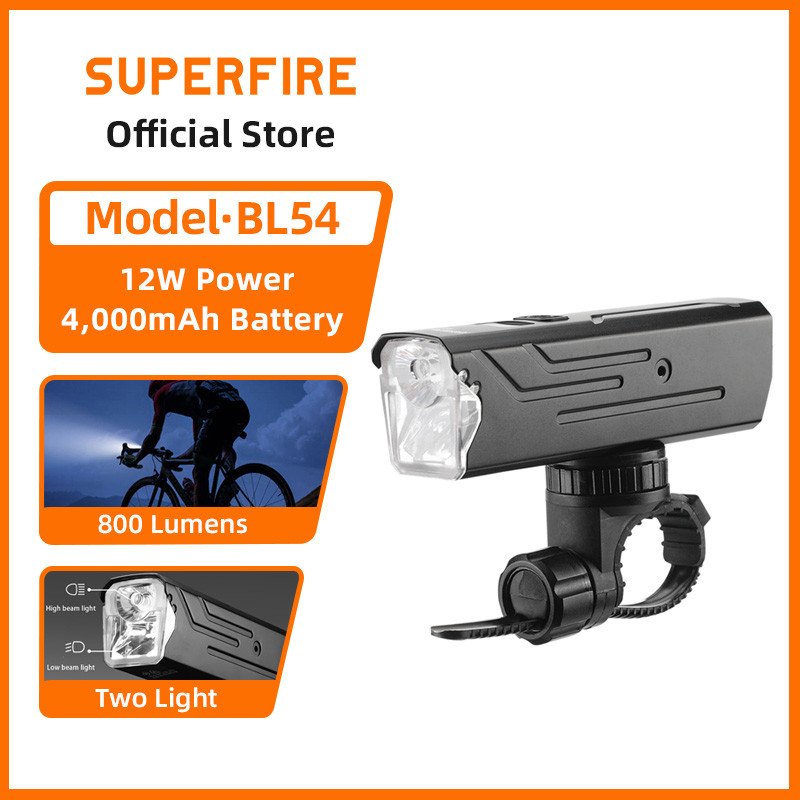 Superfire BL54 12W ไฟจักรยาน LED พร้อมควบคุมแสงอัจฉริยะ Super Bright 4 โหมด Type-C ชาร์จใหม่ได้ ...