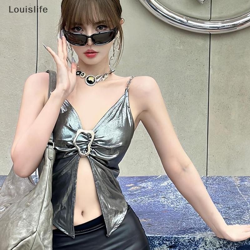 LLPH แฟชั่นเซ็กซี่ Punk Top V คอรูปปุ่ม Navel-Exposed Suspender LLP | Shopee Thailand
