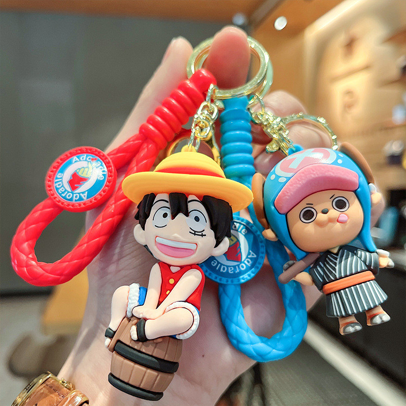 การ์ตูนอะนิเมะ One Piece Luffy Chopper Usopp ตุ๊กตาสามมิติพวงกุญแจรถจี้ ...