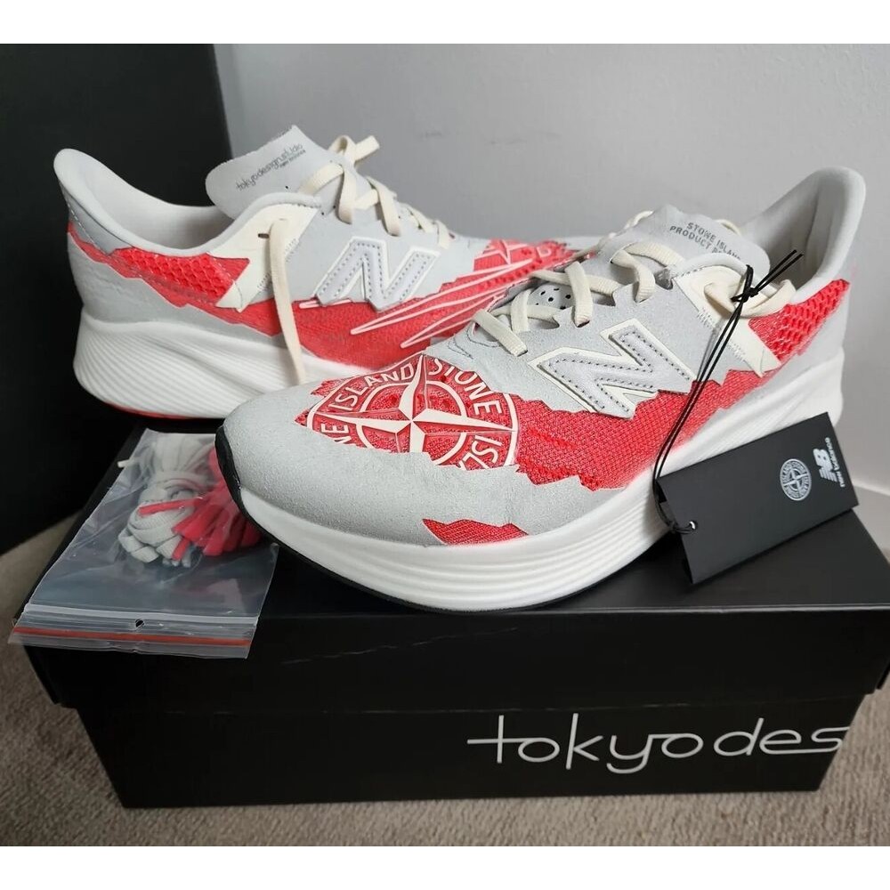 New Balance x Stone Island Fuel Cell RC V2 Elite รองเท้าผ้าใบสีแดงสีขาว ...