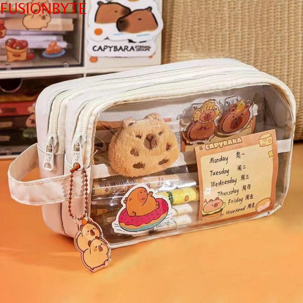 FUSIONBYTE Capybara ที่ใส่ปากกา,พร้อมกระเป๋าด้านหน้าขนาดใหญ่ความจุ Capybara ปากกา, ของขวัญเพื่อน ...