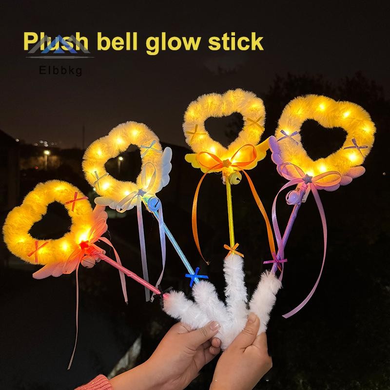 EIbbkg 1 PC Love Heart รอบสไตล์แหวน Bell Glow Sticks LED สี Fairy Stick ...