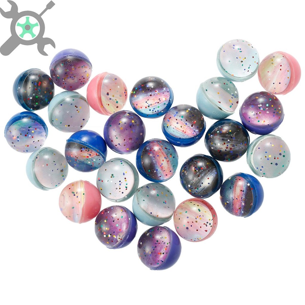 24 ชิ้น Bouncy Balls ยาง Galaxy Bouncy Balls 32 มม.หลายสีลูกบอลความ ...