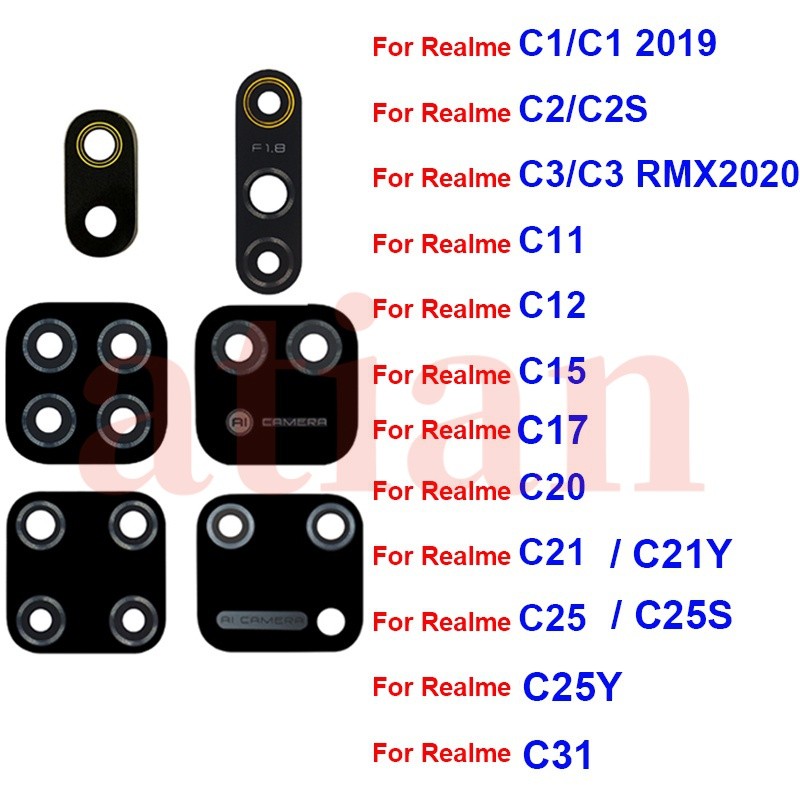 เลนส์กล้องด้านหลังสําหรับoppo Realme C1 2019 C2 C3 C11 C12 C17 C15 C20 C21 C25 C25S C25Y C31 ...