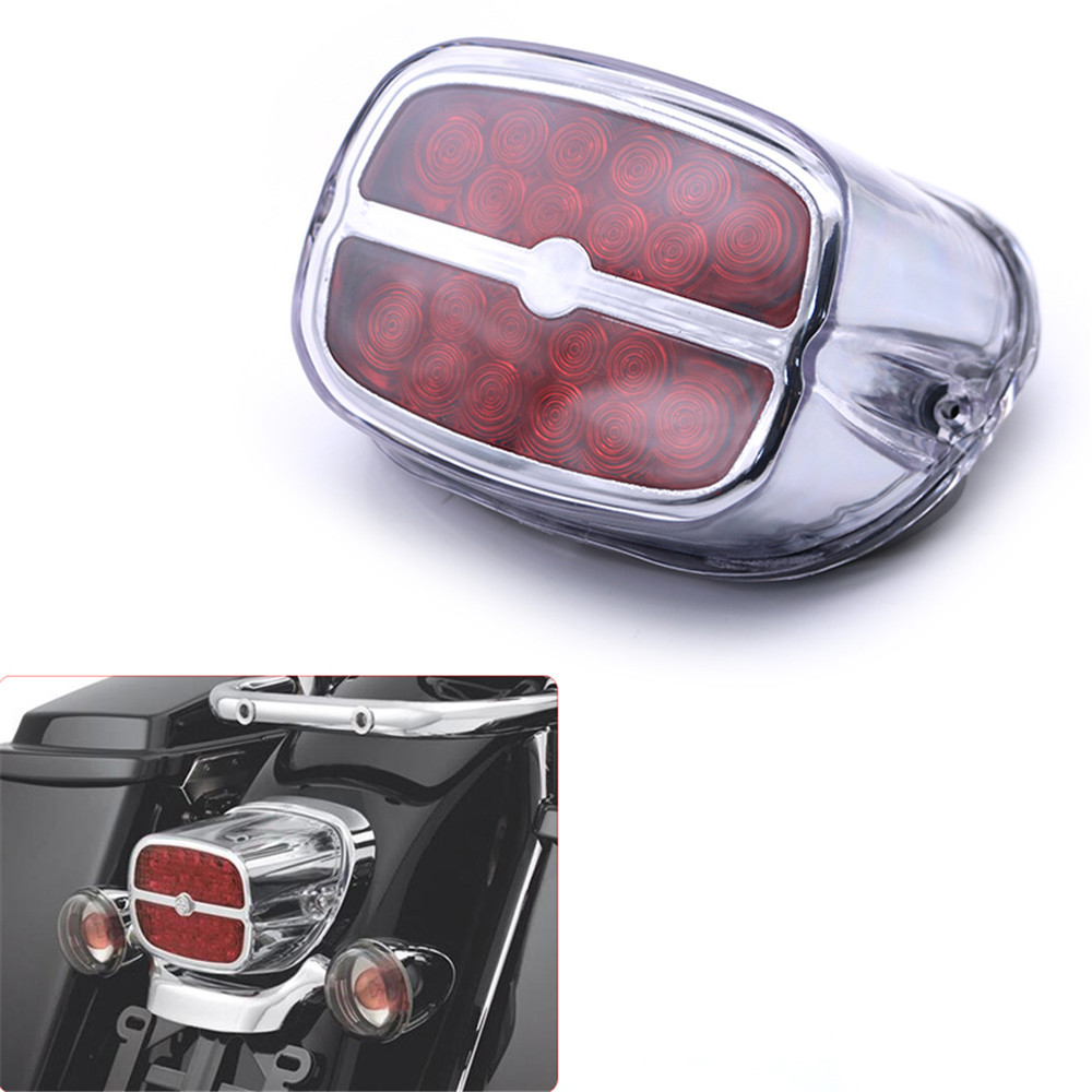 รถจักรยานยนต์เลนส์สีแดง LED ไฟท้ายไฟเบรคด้านหลังสําหรับ Harley ...