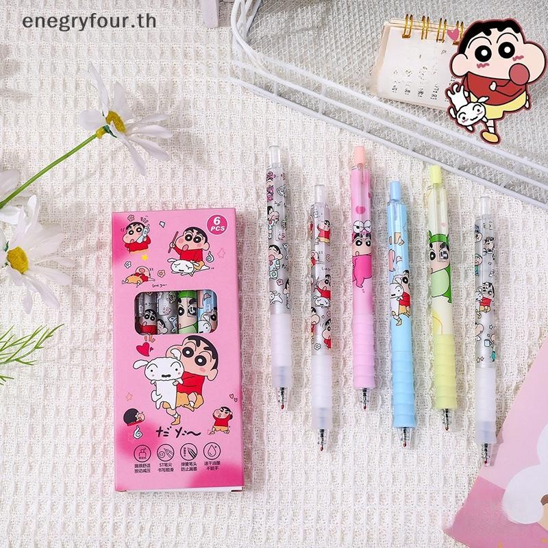 ของขวัญและของเล่น 6 ชิ้นการ์ตูน Crayon Shin-Chan Neutral ปากกา Kawaii ...