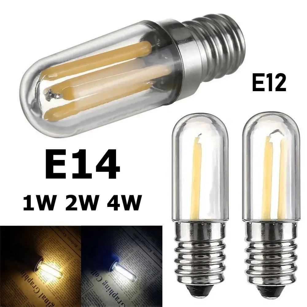 หลอดไฟ LED หรี่แสงได้ E12 E14 220V 110V ตู้เย็น 1W 2W 4W โคมไฟ Filament COB Lamparas เปลี่ยน 10W ...