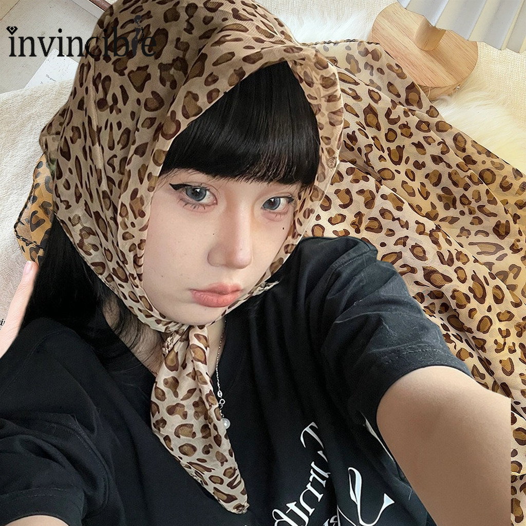 Y2k สไตล์แฟชั่นเสือดาว Headscarf - ผ้าพันคอฝรั่งเศส Dark Leopard Turban ...