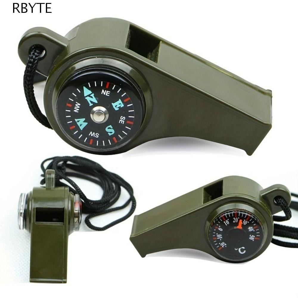 RBYTE 3 in 1 Survival Whistle, 3 in 1 มัลติฟังก์ชั่น 3 in 1 นกหวีดฉุกเฉิน, Match Whistle เข็มทิศ ...