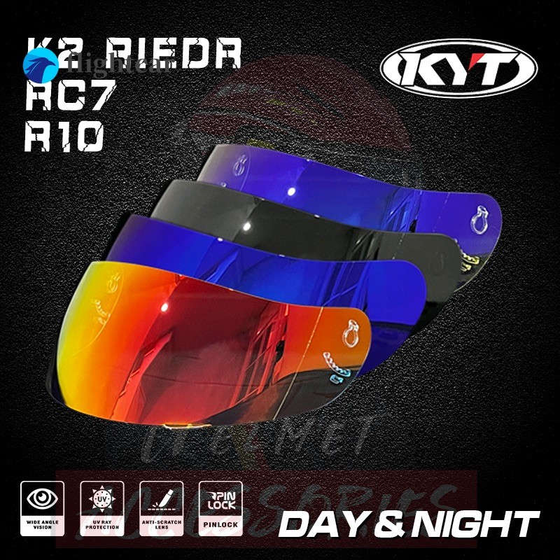 FT Kyt RC7 R10 K2 Rider Helmet Visor Iridium Lens ทั้งกลางวันและกลางคืน | Shopee Thailand