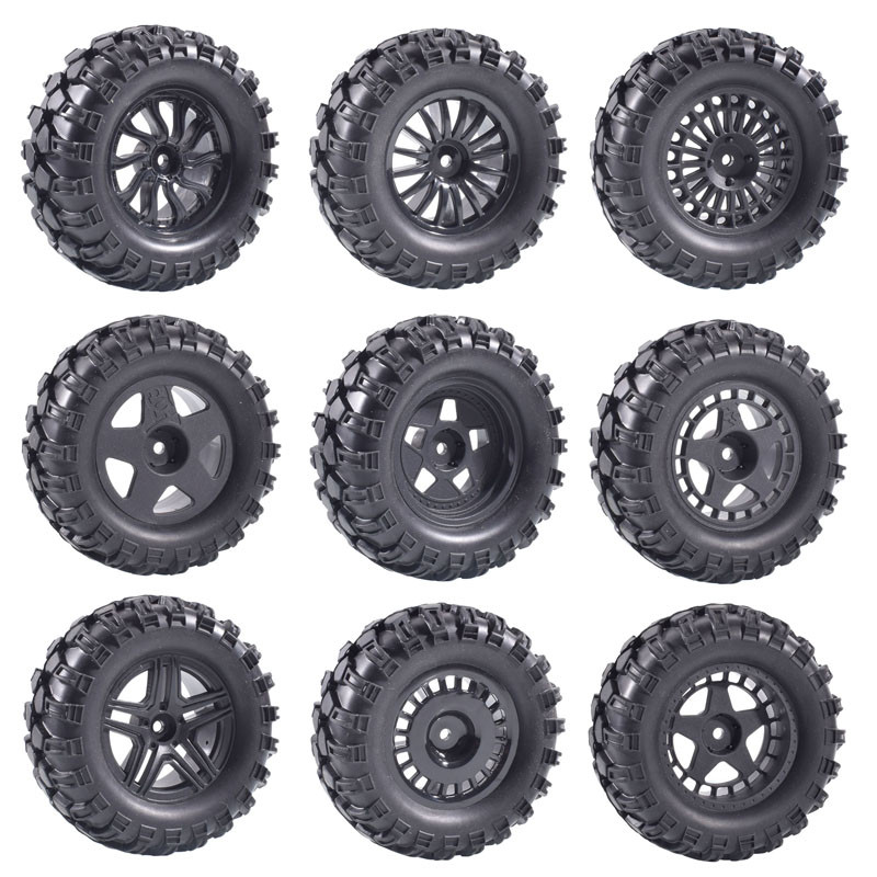 RC Rubber Tires & Nylon Wheel Rims 4Pcs For MN128 MN86S Diameter 90mm ...