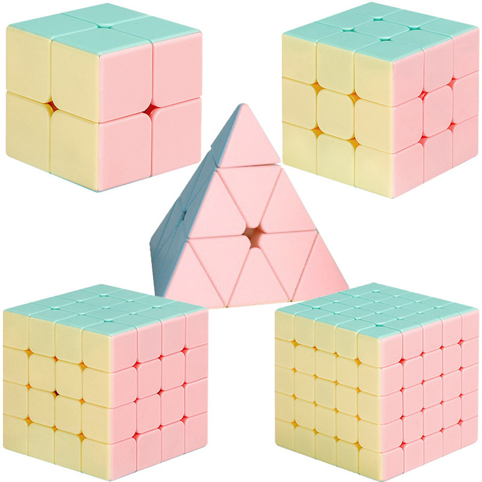 Shengshou Macaron สี 2x2 3x3 4x4 5x5 Magic Cube พีระมิดรูปพิเศษ Magic ...