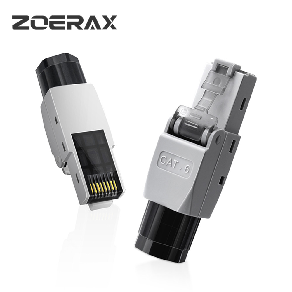 Zoerax RJ45 Connector เครื่องมือฟรี, CAT6 Field Termination Plug, Gold ...