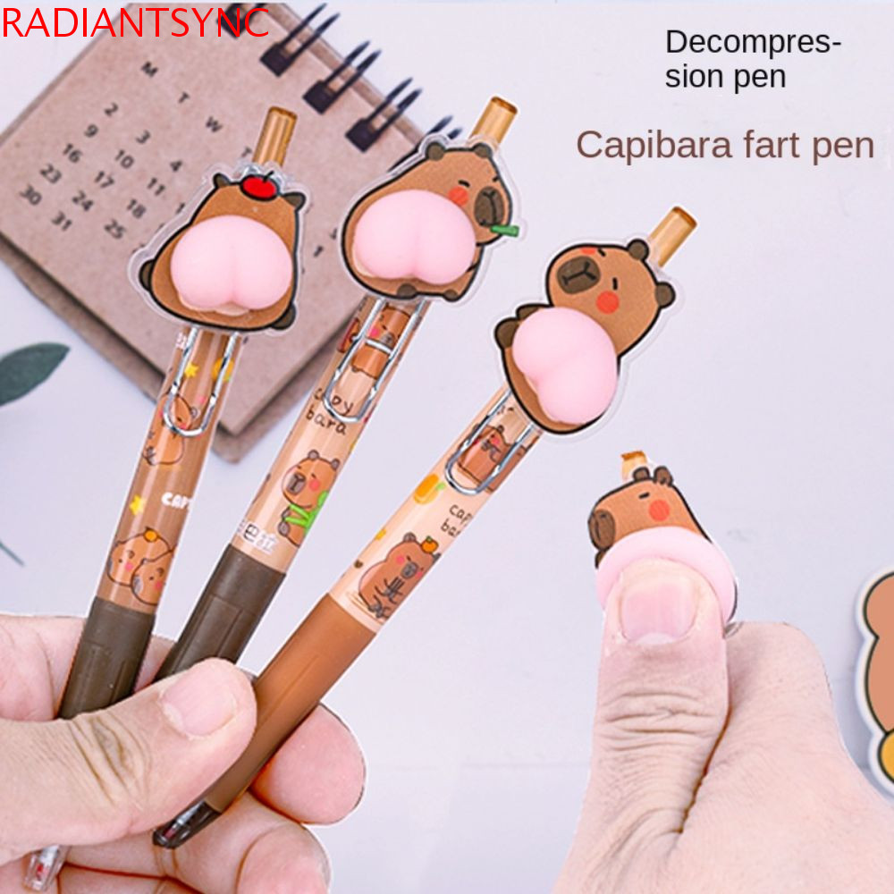 Radiantsync Capybara ปากกาเจล, เครื่องเขียนหมึกสีดํา Happy Capybara Neutral ปากกา, ปากกาลายเซ็น ...