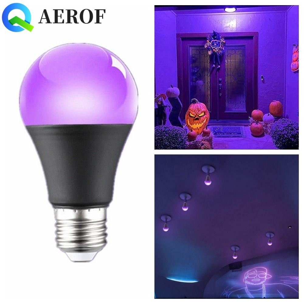 Aerof หลอดไฟ UV สีม่วง, อลูมิเนียม 10W 85-265V สีม่วงหลอดไฟสีดํา, ไฟกลางคืน E26/E27 เกลียว 360 ...