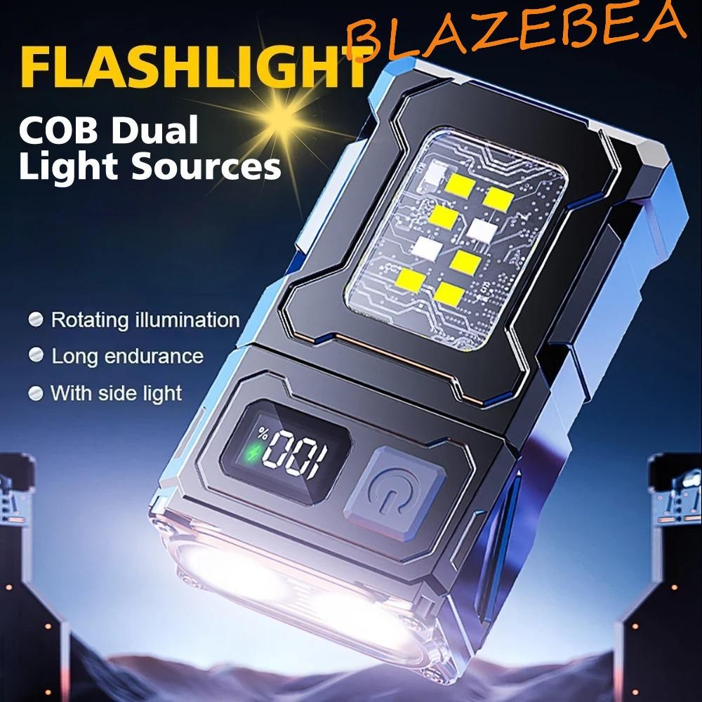 BLAZEBEA ไฟฉายพวงกุญแจ, ไฟทํางานแบบพกพาแบบชาร์จ USB สว่างเป็นพิเศษ, MINI LED หาง MagnetThorch ...