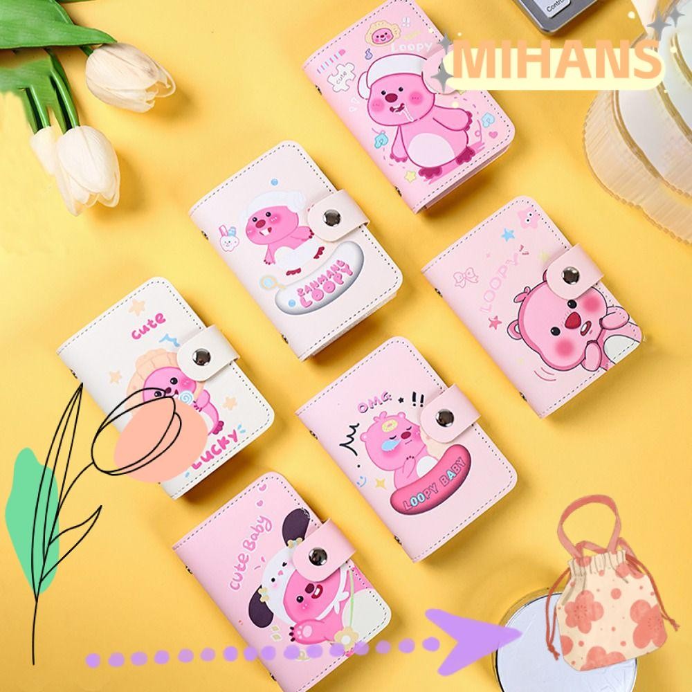MIH Card Organizer, Anti Thief PU Loppy Card Holder,การ์ตูนสีชมพูผู้ถือบัตรนักเรียน | Shopee ...