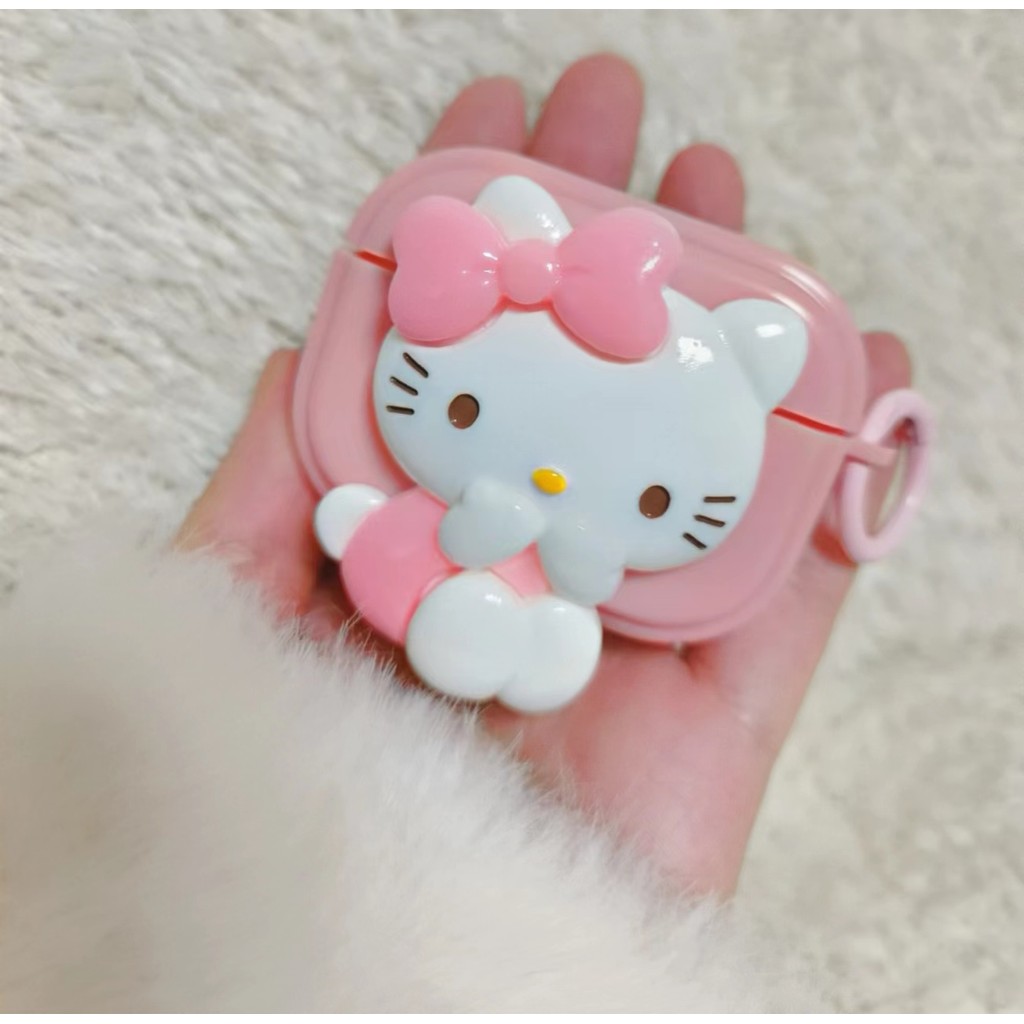Sanrio Hello Kitty สีชมพู Airpod หูฟังเกาหลี Girly กรณีใหม่ Airpods Pro ...