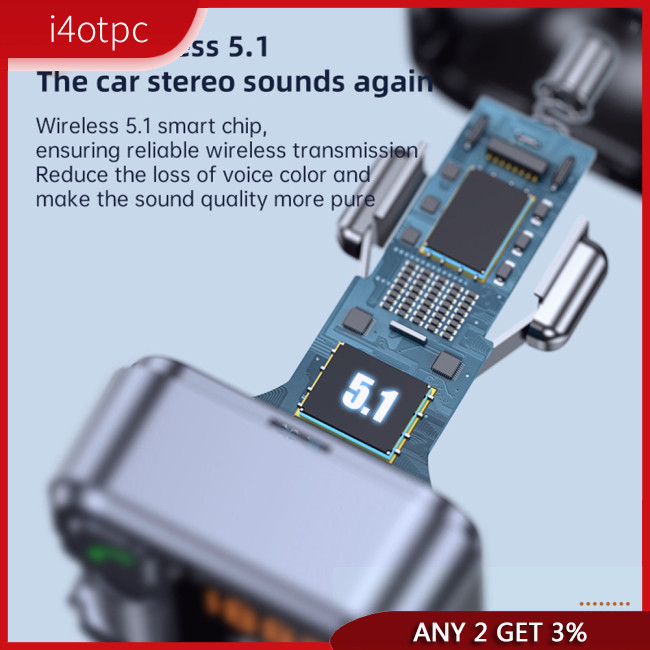 I4otpc รถ Fm เครื่องส่งสัญญาณบลูทูธแฮนด์ฟรี Aux Player 2.4a Type-c Pd30w Quick Charge Adapter ...