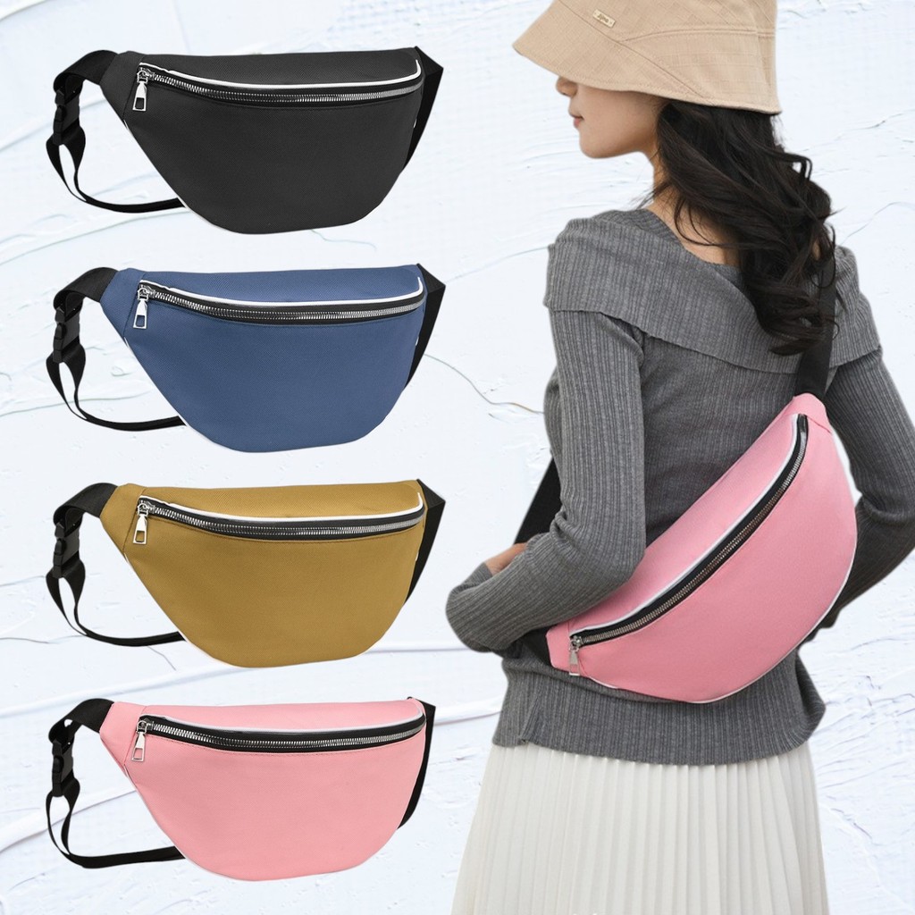 (w278) กระเป๋าคาดอกคาดเอว ใบใหญ่หน้ากว้าง จุของได้เยอะ 2ซิป | Shopee ...