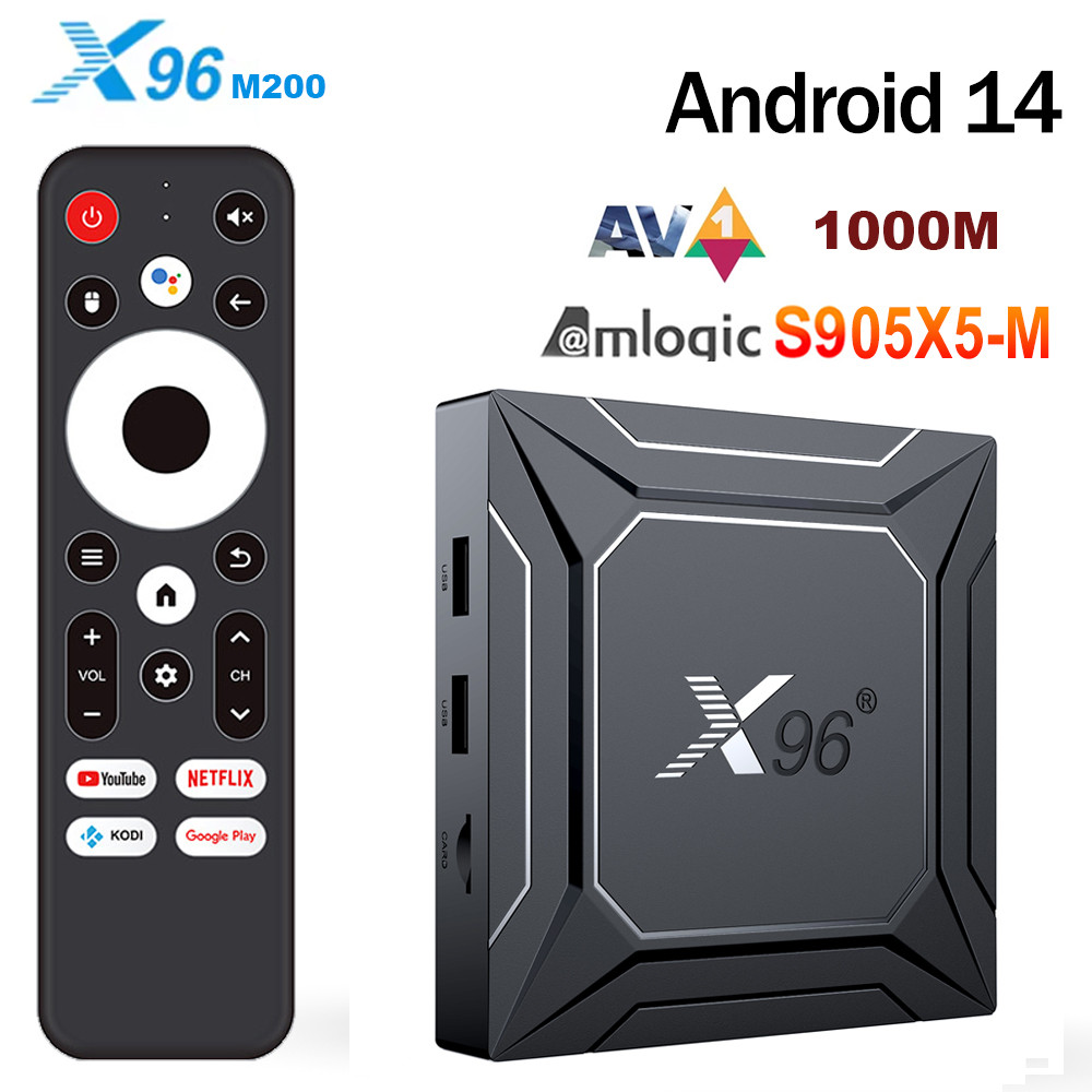 Android 14 X96 M200 Amlogic S905X5M สมาร์ททีวีกล่อง 4GB 64GB 1000M AV1 BT TVBOX 2.4G & 5G Dual ...