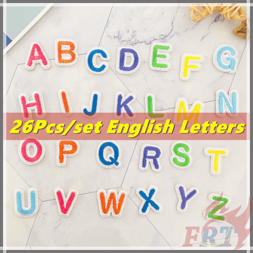 ☸ สีสันสดใส . Mini Arial English Letters Series 01 แพทช์สติ๊กเกอร์มีกาว ...