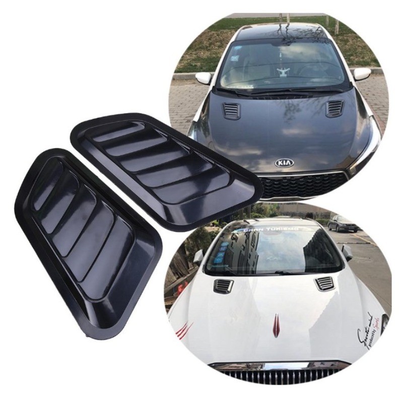 1 คู่ Universal รถตกแต่ง Air Flow Intake Hood Scoop Vent Bonnet ฝาครอบ ...
